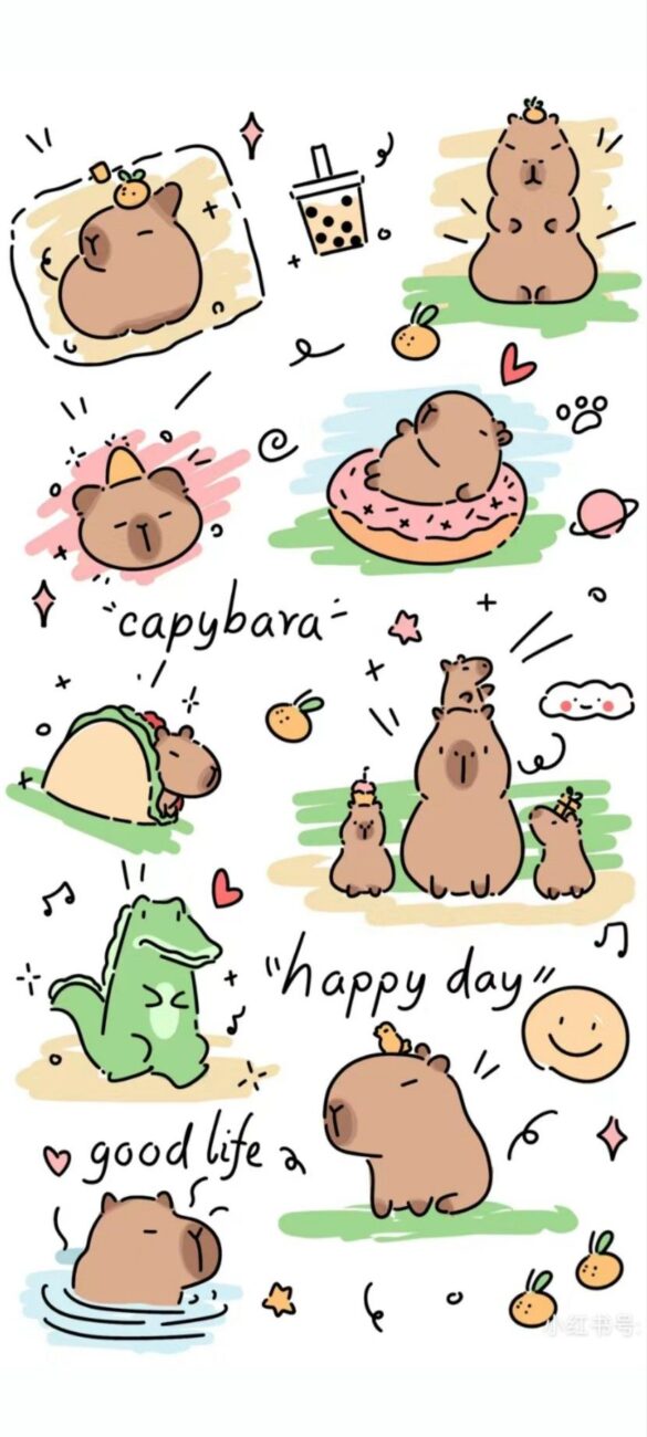 Cute Capybara Wallpaper 4K for Iphone, Ipad, Laptop, PC - Baby Capybara