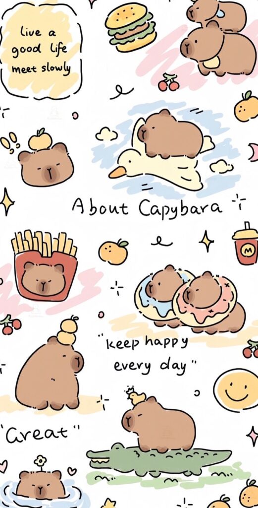 Cute Capybara Wallpaper 4K for Iphone, Ipad, Laptop, PC - Baby Capybara