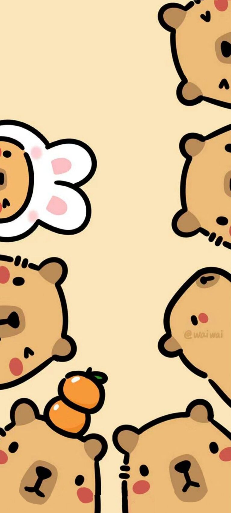 Cute Capybara Wallpaper 4K for Iphone, Ipad, Laptop, PC - Baby Capybara